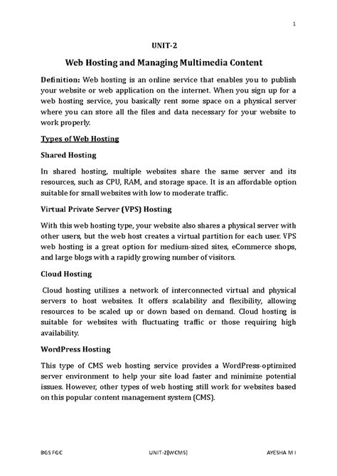 Wcms Unit 2 2 Its A Wcms Notes Unit 2 Web Hosting And Managing