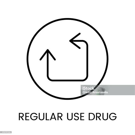 반복되는 약물 또는 치료 주기를 상징하는 곡선 화살표가 있는 원형 아이콘으로 편집 가능한 획이 있는 깨끗한 선 벡터 스타일입니다 0명에 대한 스톡 벡터 아트 및 기타 이미지