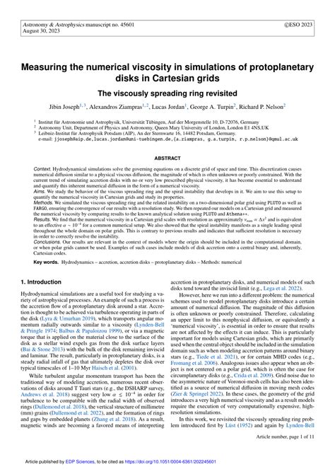 Pdf Measuring The Numerical Viscosity In Simulations Of