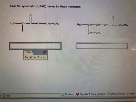 Solved Give The Systematic Iupac Names For These