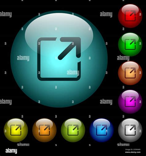 Maximize Window Icons In Color Illuminated Spherical Glass Buttons On Black Background Can Be