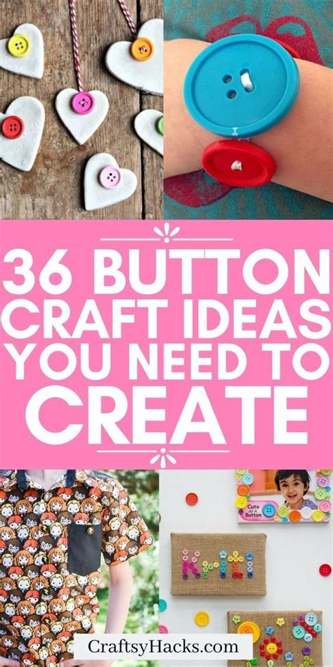 36 Easy Button Crafts Anyone Can Make Buttons Crafts Diy Diy Button Crafts Button Crafts For
