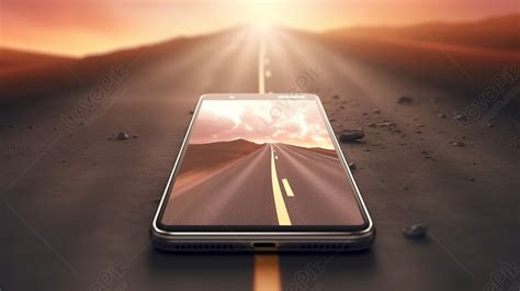 스마트폰 화면에서 나오는 몰입형 3d 도로 이미지 현실적인 시각적 경험 실적 배경 현실 배경 여행 앱 배경 이미지 Hd 실적 현실 여행 앱 배경 사진 무료