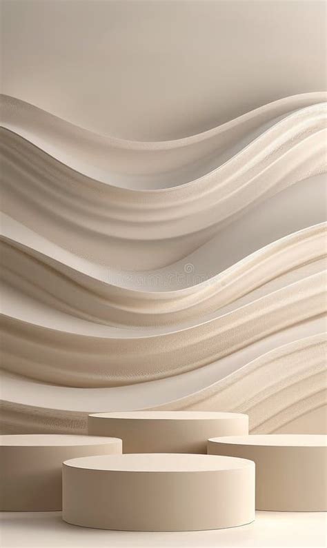 Minimalist Beige Abstract Background With Wavy Textures And Round
