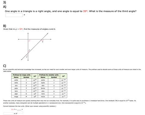 Solved One Angle In A Triangle Is A Right Angle And One Chegg Com