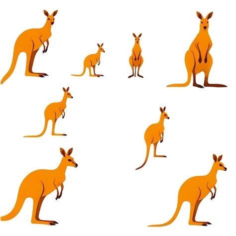 Kangaroo Vector Set Isolated On A Pure White Background Sharp Lines Seperated No Premium Ai