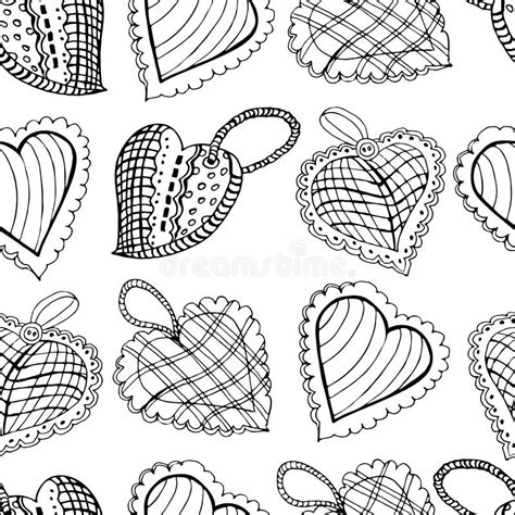 Seamless Pattern With Monochrome Hand Drawn Trees In Sketch Style