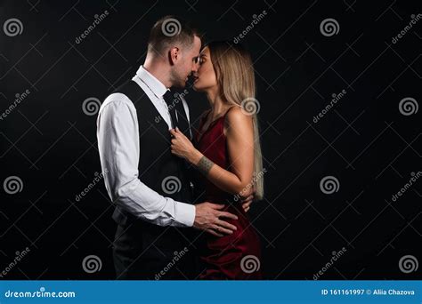 First Kiss Woman And Man Enjoying Kissing In The Dark Room Stock Image Image Of Beauty Love