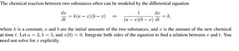 Solved The Chemical Reaction Between Two Substances Often Chegg Com