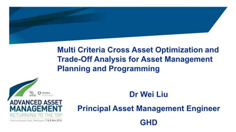 Optimisation And Tradeoff Analysis Tool For Asset Management Planning