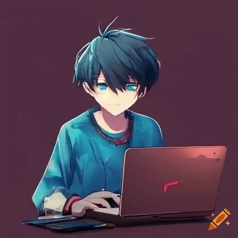 Anime Boy On Laptop