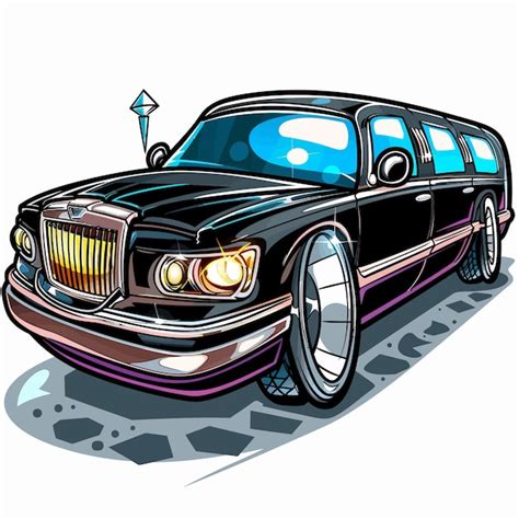 Premium Vector Limo Cartoon Clipart Colored Illustration