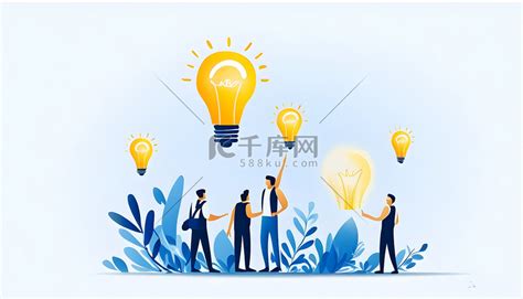 充满活力的团队合作激发创造力和创新明亮的灯泡高清摄影大图 千库网