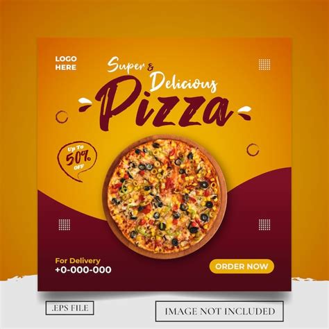 음식 메뉴 소셜 미디어 배너 게시물 템플릿 프리미엄 벡터