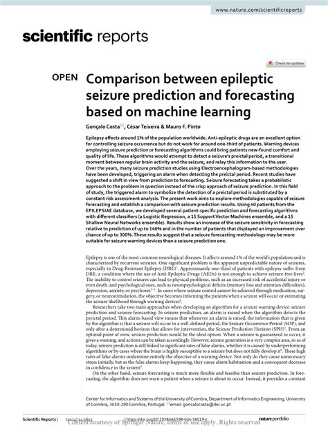 Pdf Comparison Between Epileptic Seizure Prediction And Forecasting Based On Machine Learning