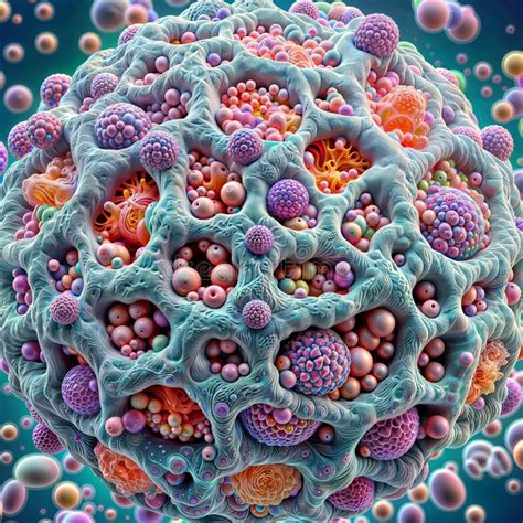 Cellular Fractals Vibrant Organic Forms Generative Ai Stock Illustration Illustration Of