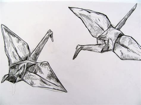 Paper Crane Drawing Alice Thatcher 2012 © Origami Drawing Crane