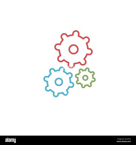 Color Isolated Outline Icon Of Three Cogwheels On White Background