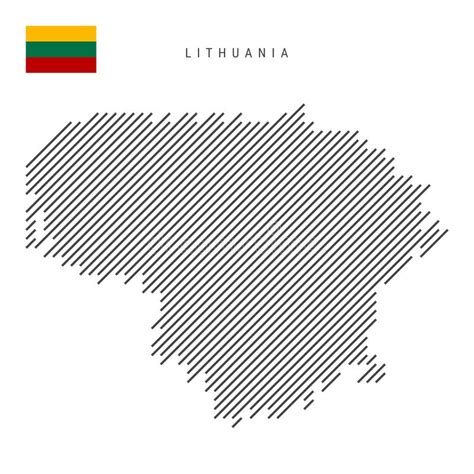 Lithuania Map From Pattern Of Black Slanted Parallel Lines Flat Vector Illustration Isolated On