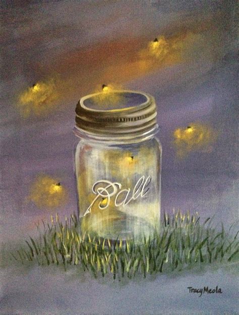Mason Jar With Fireflies Art At Mertie Ronald Blog