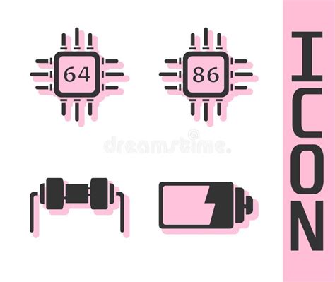 Set Battery Charge Level Indicator Processor With Microcircuits Cpu