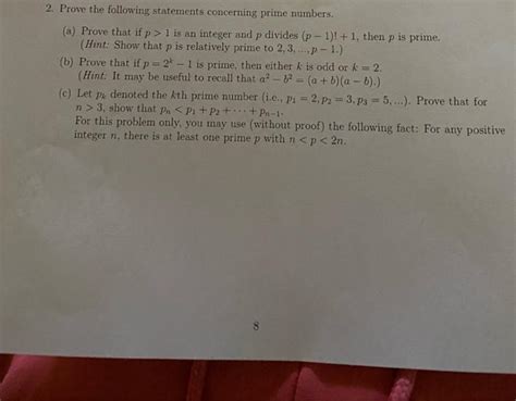 Solved 2 Prove The Following Statements Concerning Prime
