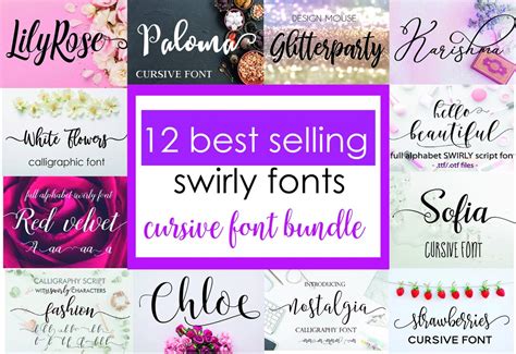 Swirly Fonts Font Bundle Cursive Fonts Fancy Fonts Swirly Fonts