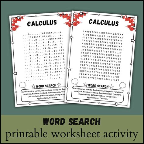 Calculus Word Search Puzzle Worksheet Activity Made By Teachers
