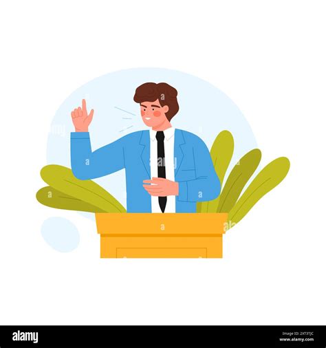 Mbti Type Of Personality Creative Extrovert Speaker Speaking From Podium Vector Illustration