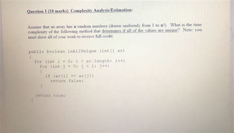Solved Question 1 10 Marks Complexity Analysisestimation