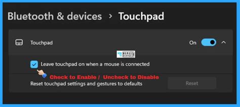 Enable Disable Leave Touchpad On When Mouse Is Connected Feature In