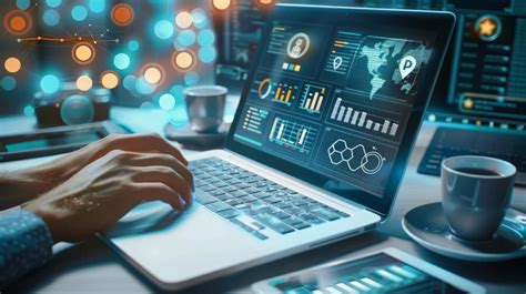 Business Finance Data Analytics Graph Chart Report Man Using Laptop