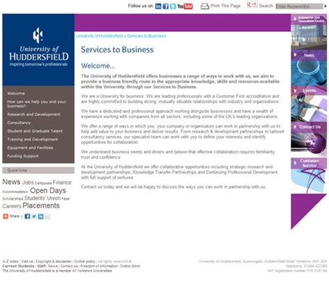 Left Hand Navigation University Of Huddersfield