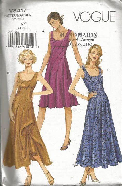 Vogue Pattern 8417 Misses Sexy Flared Dress Diagonal Seams Size 4 8