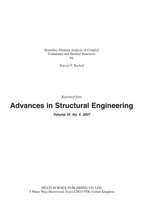 Pdf Boundary Element Analysis Of Coupled Continuum And Skeletal