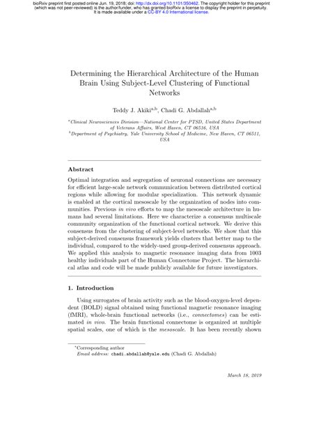 Pdf Determining The Hierarchical Architecture Of The Human Brain