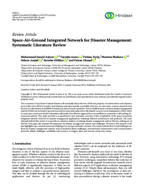 Pdf Space Air Ground Integrated Network For Disaster Management Systematic Literature Review