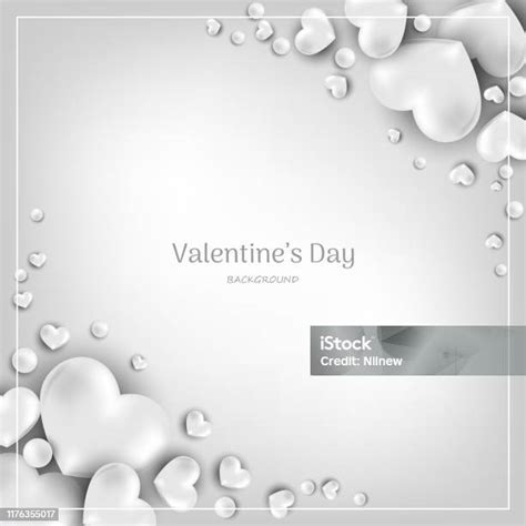 프레임과 복사 공간 흰색 배경에 흰색 마음과 진주의 발렌타인 데이 배경 벡터 그림입니다 2월에 대한 스톡 벡터 아트 및 기타 이미지 2월 3차원 형태 공휴일 Istock