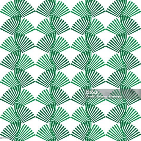 추상 원활한 패턴 녹색 나뭇잎 자연 장식 모양 흰색 배경에 고립 된 방사형 선으로 원형 기하학적 모양 벡터 일러스트입니다 0명에 대한 스톡 벡터 아트 및 기타 이미지