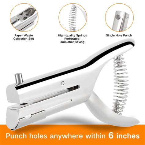 Single Hole Punch Heavy Duty 6mm 10mm Hole Puncher Handheld Paper Round