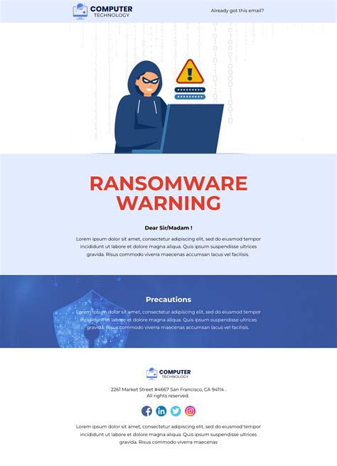 Ransomware Warning Email Template Unlayer