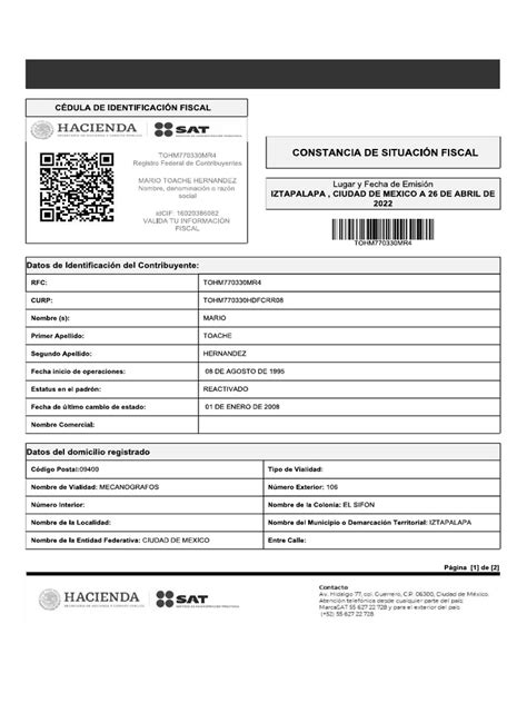Constancia De Situacion Fiscal Actualizada