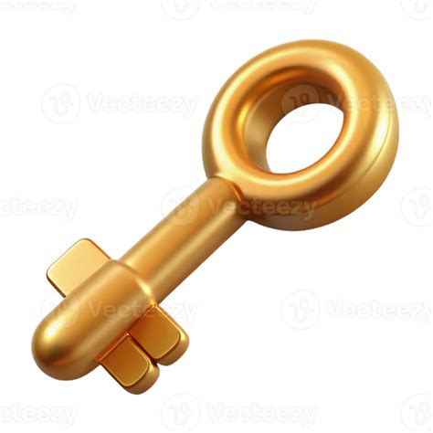 Distinctive Traditional Concept Art Style Isolated Cutout Of A Single Brass Key Hyper Specific