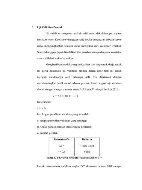 Uji Validitas Produk Pdf