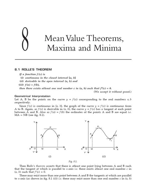 Mean Value Theorems Maxima Minima Pdf
