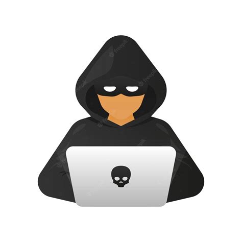 Premium Vector Hacker Cyber Criminal With Laptop Stealing User