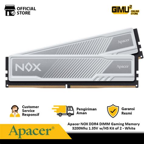 Promo Apacer Nox Ddr4 Dimm Gaming Memory 3200mhz 1 35v W Hs Kit Of 2 White 32gb Kab