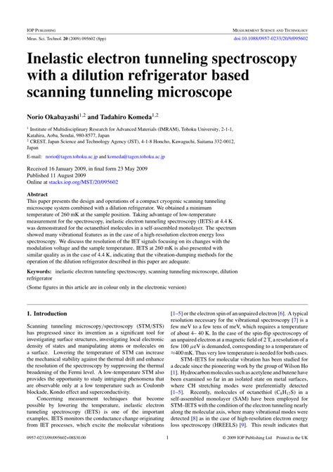 Pdf Inelastic Electron Tunneling Spectroscopy With A Dilution Refrigerator Based Scanning