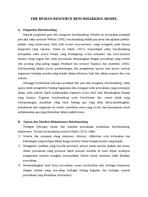 The Human Resource Benchmarking Model Pdf
