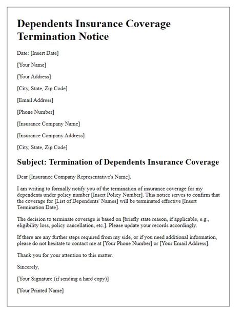 Letter Template For Dependents Insurance Coverage Details Free Samples In Pdf Letterin